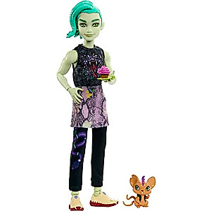 Monster High Deuce Gorgon Doll in Signature Look with Denim Snake Jacket & Accessories, Pet Mouse Perseus