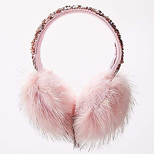 Earmuffs Girls Earmuffs in Plush and Flip Sequin Design(Pink, M)