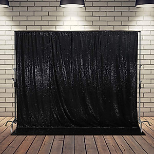SquarePie Sequin Backdrop Not See Through Thick Stain Background Glitter Curtain Party 8FT x 8FT Black