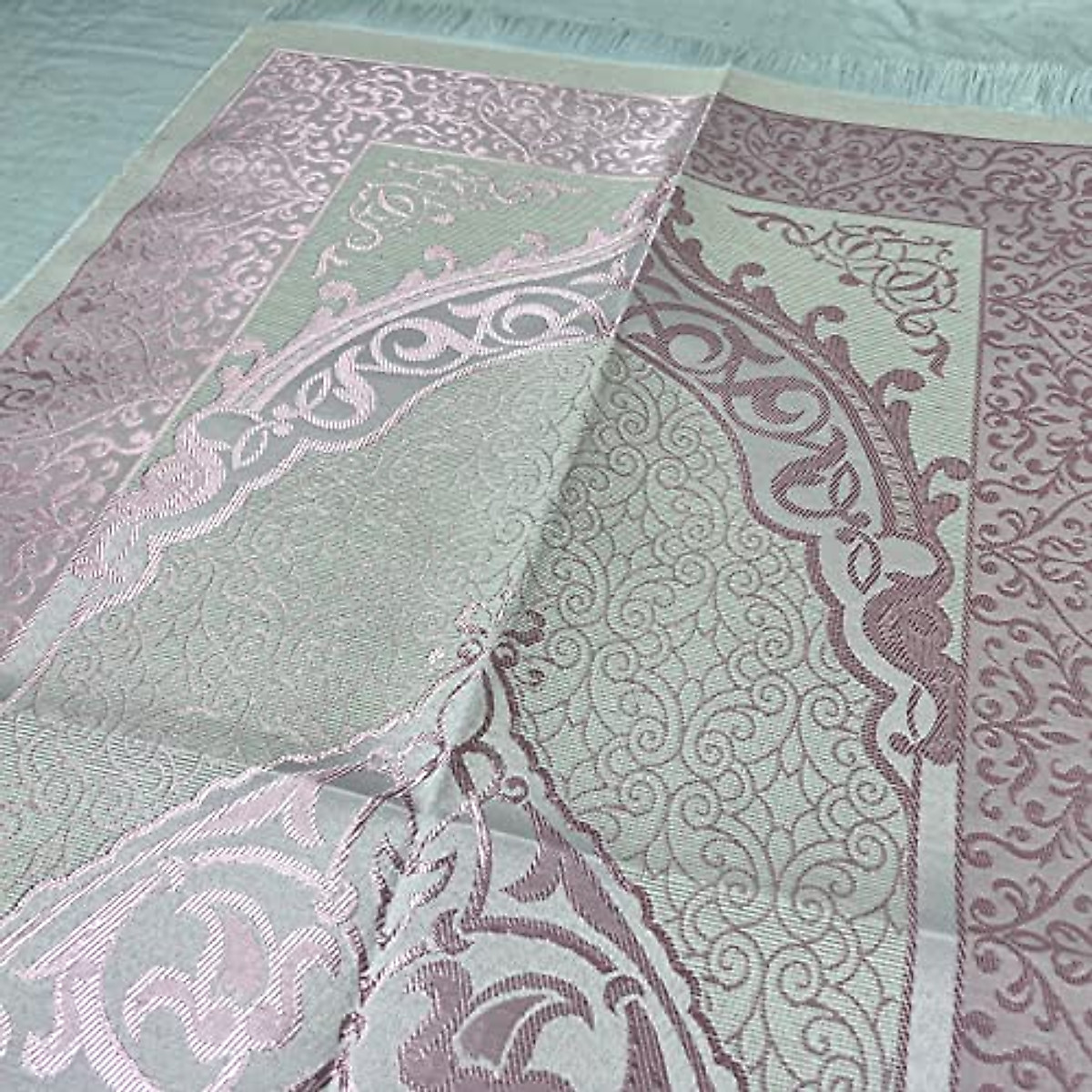 Luxemin Pink Color Luxurious Sheen, Soft and Velvety Muslim Prayer Rug | Janamaz | Sajadah | Soft Islamic Prayer Rug | Islamic Gifts Collection Prayer Carpet Mat, Taffeta Fabric