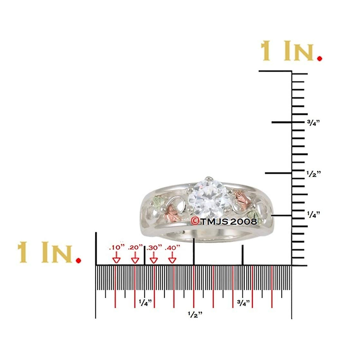 Round Cubic Zirconia Infinity Band, Sterling Silver, 12k Green and Rose Gold Black Hills Gold Size 7