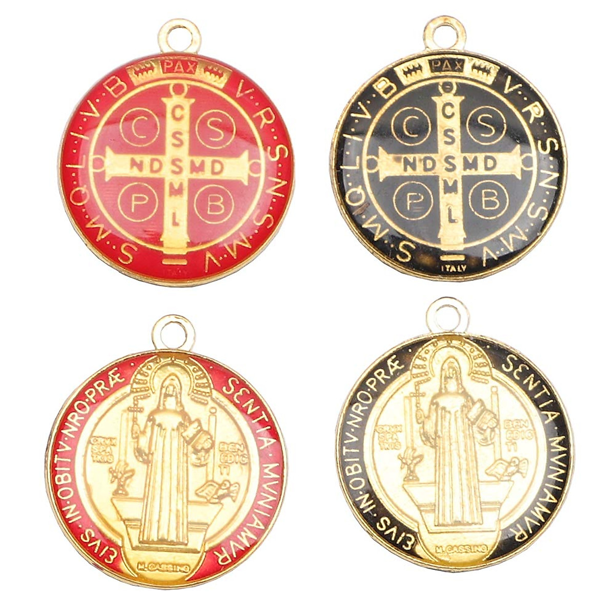Glary 50pcs of Assorted Epoxy 1 inch Round Saint Benedict Medal Pendant Medal of St. Benedict