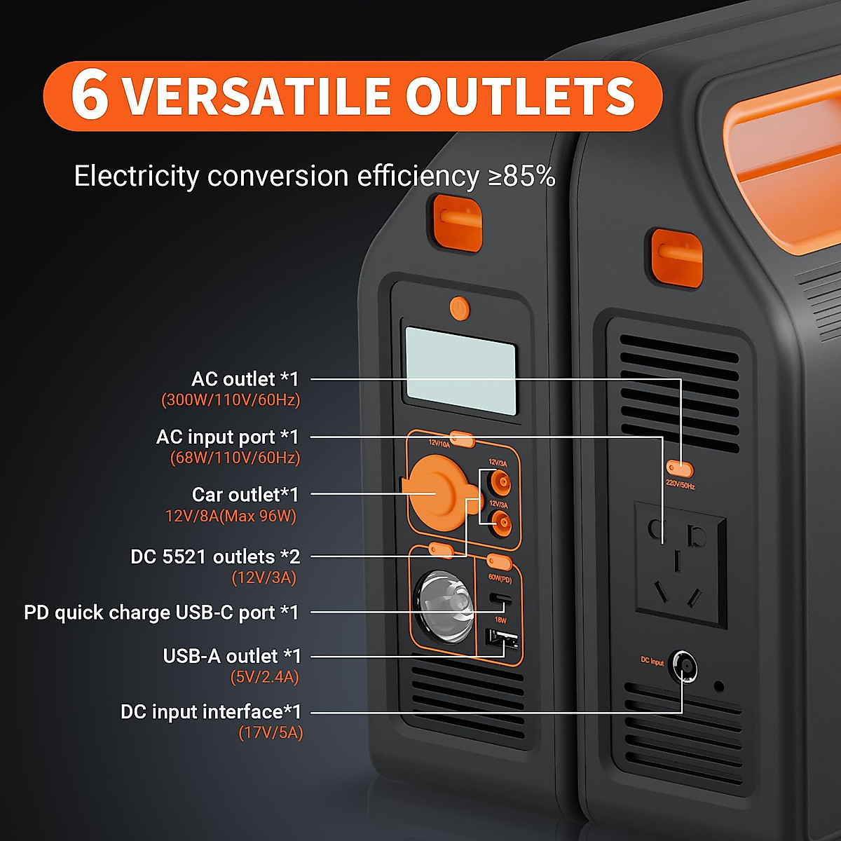 Portable Power Station 300W 288Wh Solar Generator With 60W USB-C PD Output 110V Pure Sine Wave AC Outlet Backup Lithium Battery Pack Fast Charge Protable Generator For Camping Outdoor Home