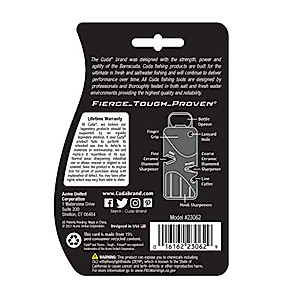 CUDA Diamond Pocket Sharpener #23062 | Compact Portable Sharpener with Integrated Line Cutter, Bottle Opener, & Hook Sharpening Grooves