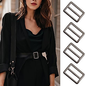8 Pack Flat Metal Slide Buckle,1 1/4 Inch Tri-Glide Slides Metal Adjustable Belt Buckles Rectangle Strap Adjuster Suspender Strap Slider Belt Adjuster Sliders for Purse Bag Backpack (Gun Metal)