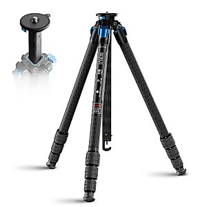 SIRUI AM-124 Carbon Fiber Tripod with Triangular Center Column, 62.6" Compact TravelTripod for Camera, 4 Sections, Waterproof Twist Lock, Load 26.5lbs