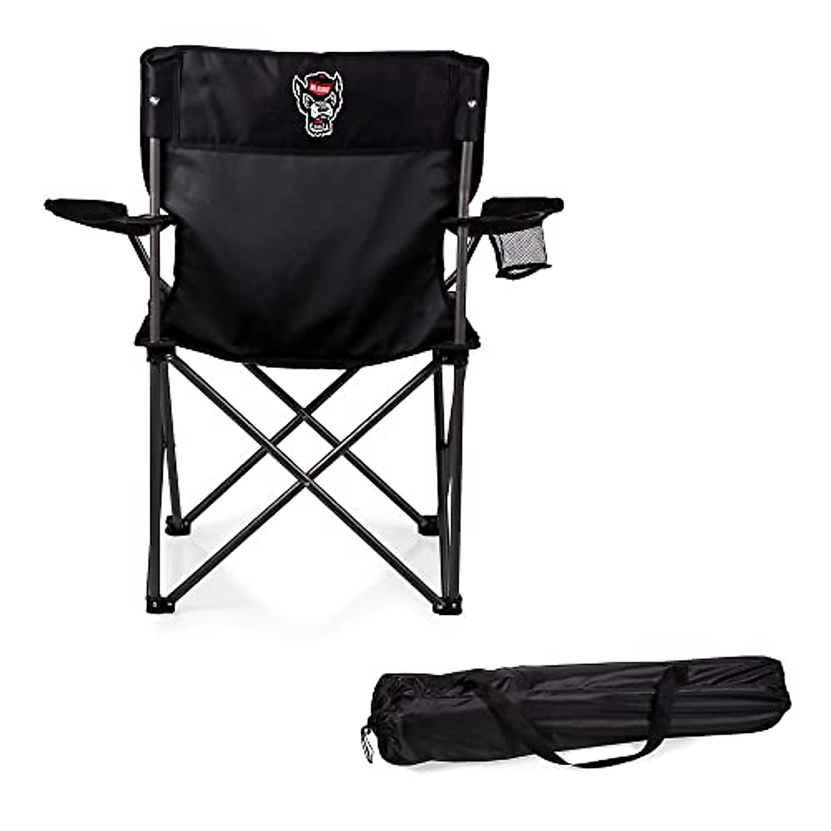 PICNIC TIME NCAA NC State Wolfpack PTZ Camp Chair, Picnic Chair, Beach Chair with Carrying Bag, (Black), 20.5 x 33 x 34