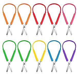10 Pcs Loop Scissors Squeeze Scissors Colorful Adaptive Scissors Easy Grip Loop Scissors Loop Handle Scissors Learning Scissors for Special Needs Mini Loop Scissors for toddlers Kids Children Adults