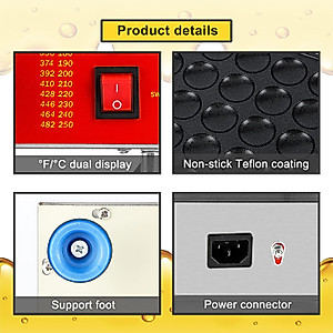 Hanchen Electric Dorayaki Maker Commercial Muffin Bake Machine 50Pcs Double Switch Poffertjes Grill Dutch Mini Pancake Maker Non-stick Surface for Bakery Home and Kitchen Restaurant Leisure Snack Bar (110v 60Hz American Plug)