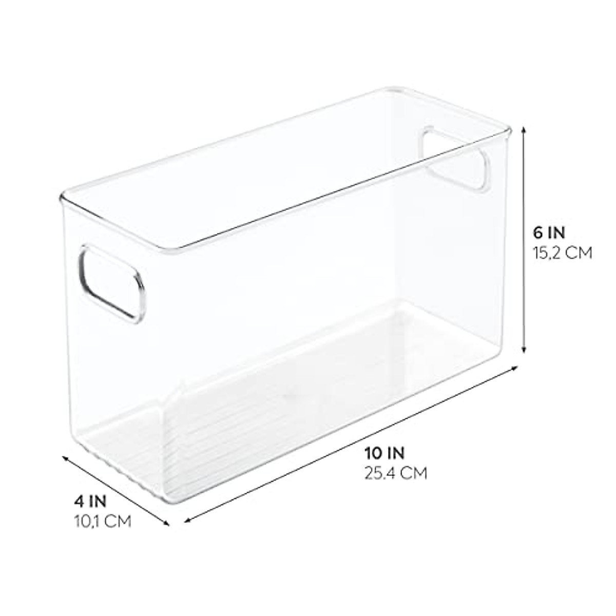 iDesign BPA-Free Plastic Pantry and Kitchen Storage, Freezer and Fridge Organizer Bin with Easy Grip Handles – 10” x 4” x 6”, Clear