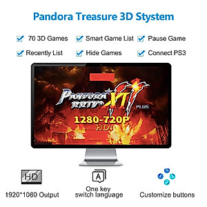 【30000 Games in 1】 Arcade Game Console ,Pandora Treasure 3D Double Stick,30000 Classic Arcade Game,Search Games, Support 3D Games,Favorite List, 4 Players Online Game,1280X720 Full HD Video Game