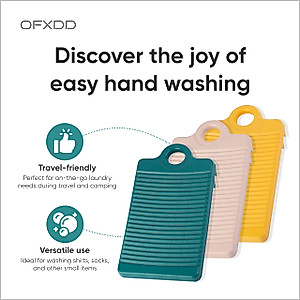 Wash Board for Hand Washing Cloths - Mini Washboard for Laundry Washing Clothes, Antiskid - Plastic Shirts & Socks Washboard for Household, Travel and Camping, 3 Pcs