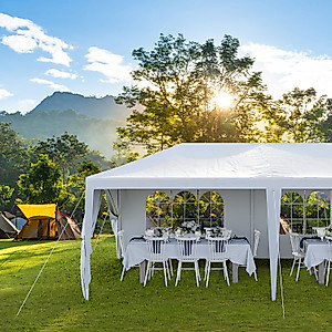 Devoko 10'x30' Outdoor Party Tent, Heavy Duty Canopy Event Wedding Tent for Parties Backyard Patio, White