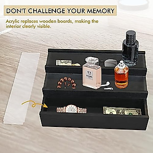 Wood Cologne Organizer for Men - 3 Tier Cologne Stand Perfume Organizer with 3 Hidden Compartments,Perfume Display Holder for Cologne,Mens Organizer Station for Dresser,Beside,Night Stand-Men’s Gift