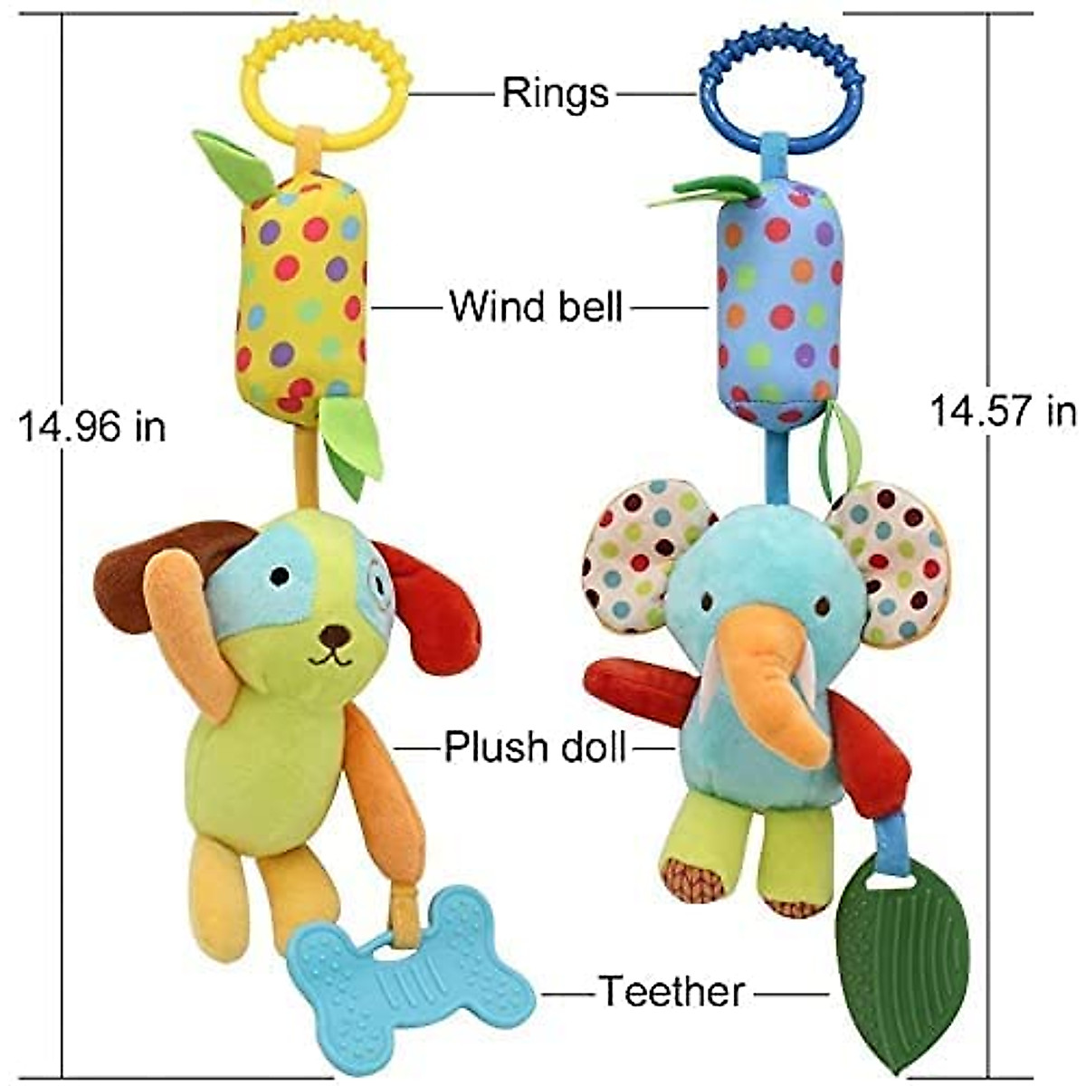 BornCare Baby Crib Hanging Plush Toys with Rattle c-Clip, with teether 0 to 24 mths