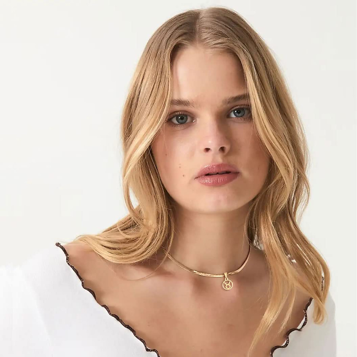 TGOLM Taurus Sign Choker Necklace Spiritual Horoscope Jewelry Birthday Gift Gold Plated Stainless Steel Snake Chain