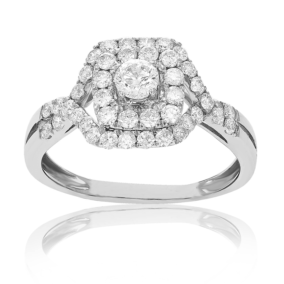 Vir Jewels 1 cttw Diamond Criss-Cross Wedding Engagement Ring 14K White Gold Square Bridal Size 7