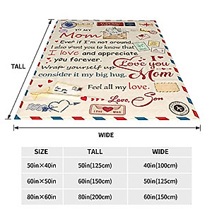 Gifts Blanket for Mom from Son, to My Mom Throw Blanket, Air Mail Letter Blanket Love Positive Encourage Printed Throw Blanket for Thanksgiving Birthday Mother Day's, 40"x50"