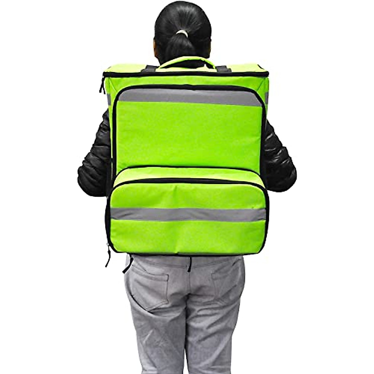 60L XL Large Insulated Food Delivery Backpack Expandable Catering Cooler Bag Waterproof Pizza Bag for Uber Eats Grubhub Thermal Food Bag for Bike for Beach, Picnic, Camping UberEats Doordash… (Green)