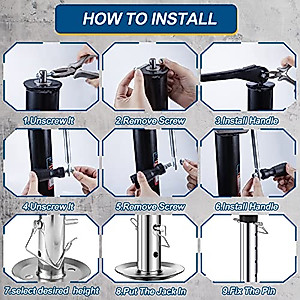 5000 lbs Top Wind A Frame Trailer Jack 15" Vertical Travel Trailer Tongue Jack Zinc Adjustable Drop Leg for Boat RV Camper