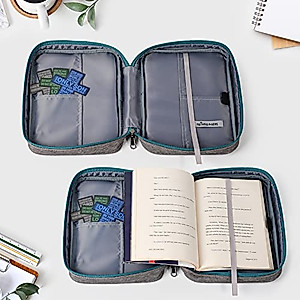 Bible Cover Case with Handle, Front Pockets and Christian Cross Bookmark Sets for Men (Standard-2)
