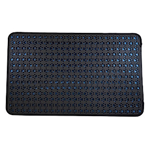 KAYOUBI Cat Litter Mat Litter Trapping Mat, Double-Layer Kitty Paw Design, Urine and Waterproof Material, Easy to Clean, Non-Slip, Scatter Control, Sifting, Kitty Mat, (Blue)