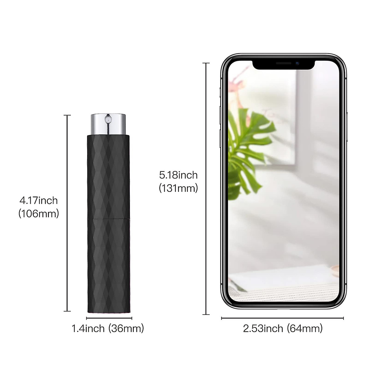 LISAPACK 8ML Perfume Atomizer Spray Bottle (2 PCS) Empty Cologne Dispenser Portable (Black, Grey)