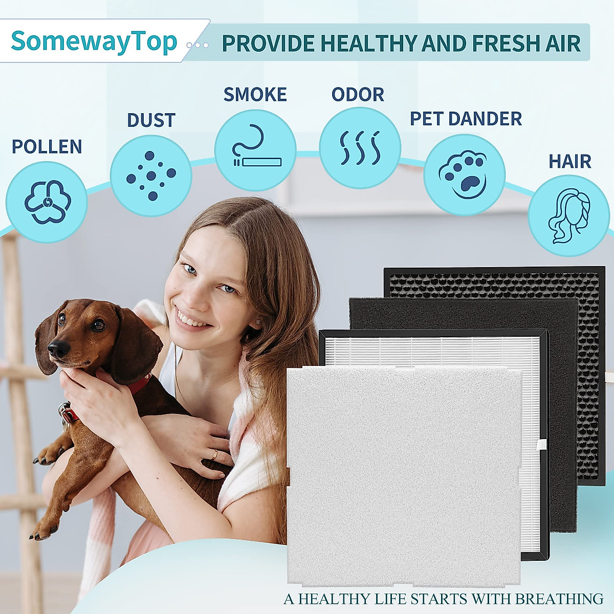 [Odor Remover] MinusA2 Filters Replacement Kit Compatible with Rabbit Air Filter Replacement MinusA2, SPA-700A SPA-780A SPA-780N 1 H13 HEPA 1 Odor Remover 1 Activated Carbon and 1 Pre-filter, 4-Pack