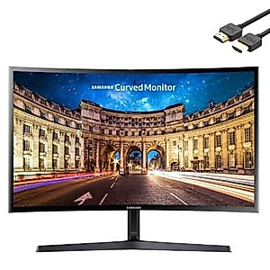 SAMSUNG CF396 Series 27" LED Curved Monitor, 1920x1080, 60Hz Refresh Rate, 4ms Response Time, AMD FreeSync Monitor, HDMI, Black, with MTC HDMI Cable