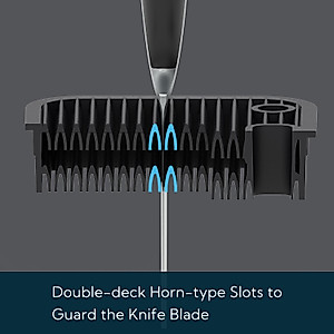 Deluxe Universal Knife Block with Slots for Scissors and Sharpening Rod - Eco-Friendly Bamboo Knife Holder For Safe, Space Saver Knives Storage - Unique Slot Design to Protect Blades - by KITCHENDAO