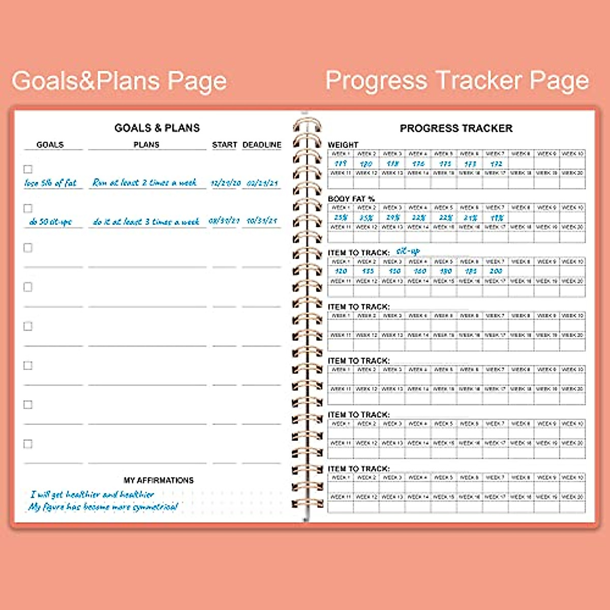 Fitness Planner for Women & Men - A5 Workout Log Book/Exercise Workout Log to Track Weight Loss, GYM, Bodybuilding Progress - Daily Health & Wellness Workout Journals, 5.8X8.25 In Workout Book