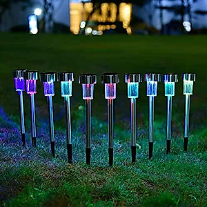 RichesY Solar Garden lamp-12 Large Capacity LED Stainless Steel, Lawn Lights, Light.Outdoor Driveway Sensor Outdoor Landscape Lighting(Multi-Color)