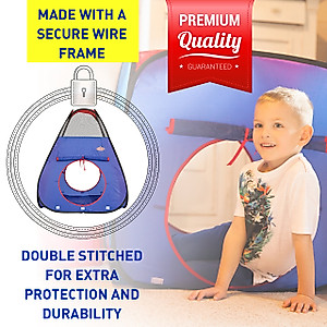 Kiddzery 4pc Kids Play tent Pop Up Ball Pit - 2 Tents + 2 Crawl Tunnels - Children Tent for Boys & Girls, Kids Toddlers & Baby, Large Playhouse For Indoor & Outdoor With Carrying Case, Great Gift Idea