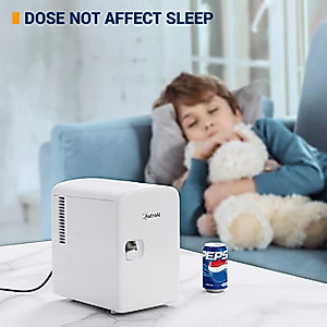 AstroAI Mini Fridge Portable AC/DC Powered Thermoelectric System Cooler and Warmer 4 Liter/6 Can for Cars, Homes, Offices, and Dorms,White (Renewed)