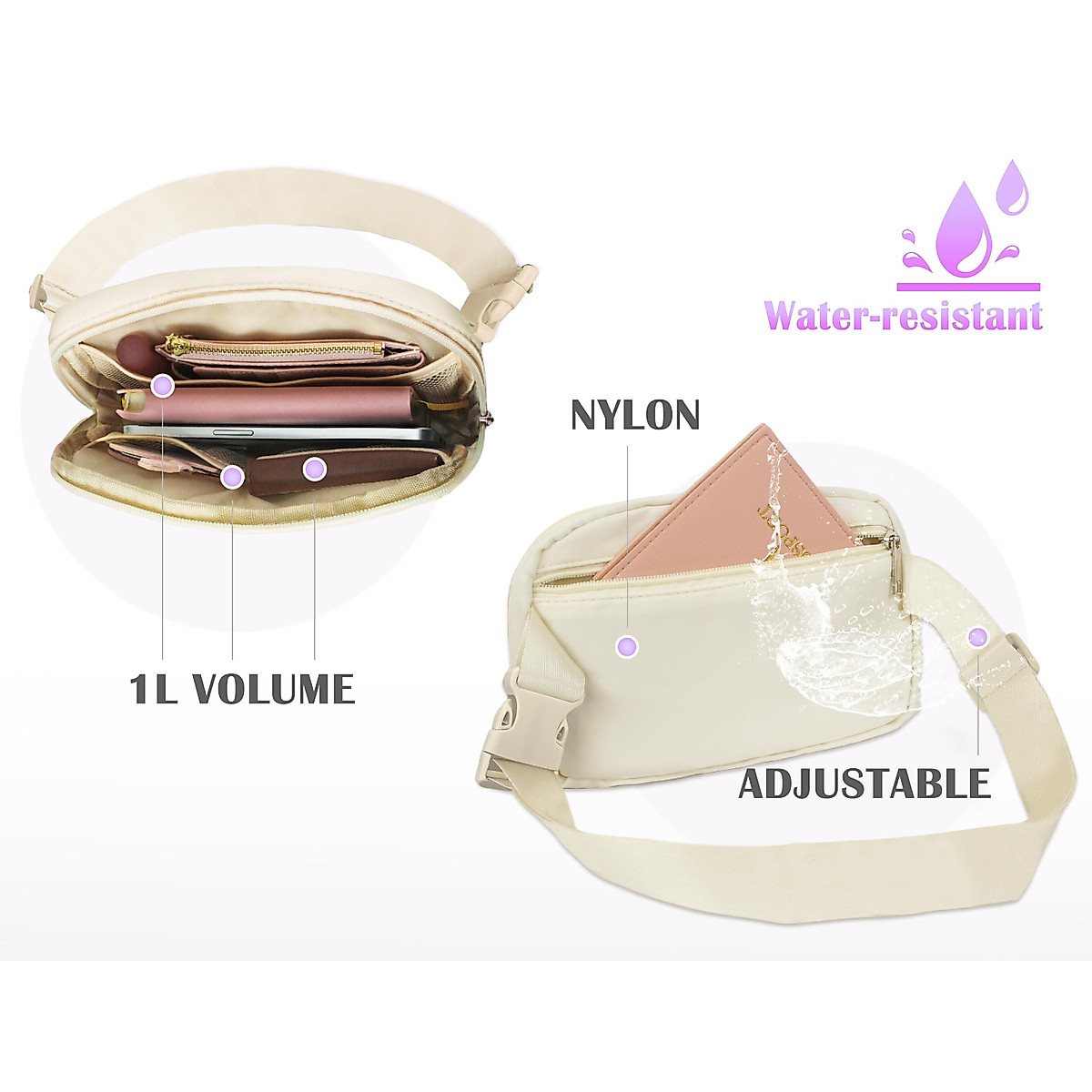 COSHAYSOO Fanny Pack Belt Bag Crossbody Initial Letter for 7 8 9 10 11 12 13 14 15 Year Old Teen Girl Gifts Trendy Stuff Cross Body Purse Travel Essentials Unique Easter Birthday Gift Idea Ivory M