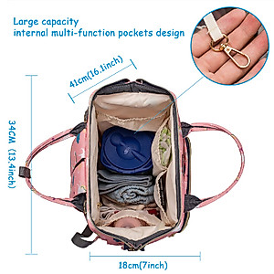 LEQUEEN Diaper Bag Backpack, Unicorn Multifunction Travel Back Pack Maternity Baby Changing Bags (Pink)