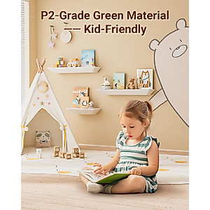 QueenFun 36 Inch White Floating Shelves, 6'' Deep Large White Floating Shelves for Wall, Easy Hanging Wall Shelves for Bedroom Living Room Bathroom Nursery, 2-Pack Crown Molding Decorative Shelves