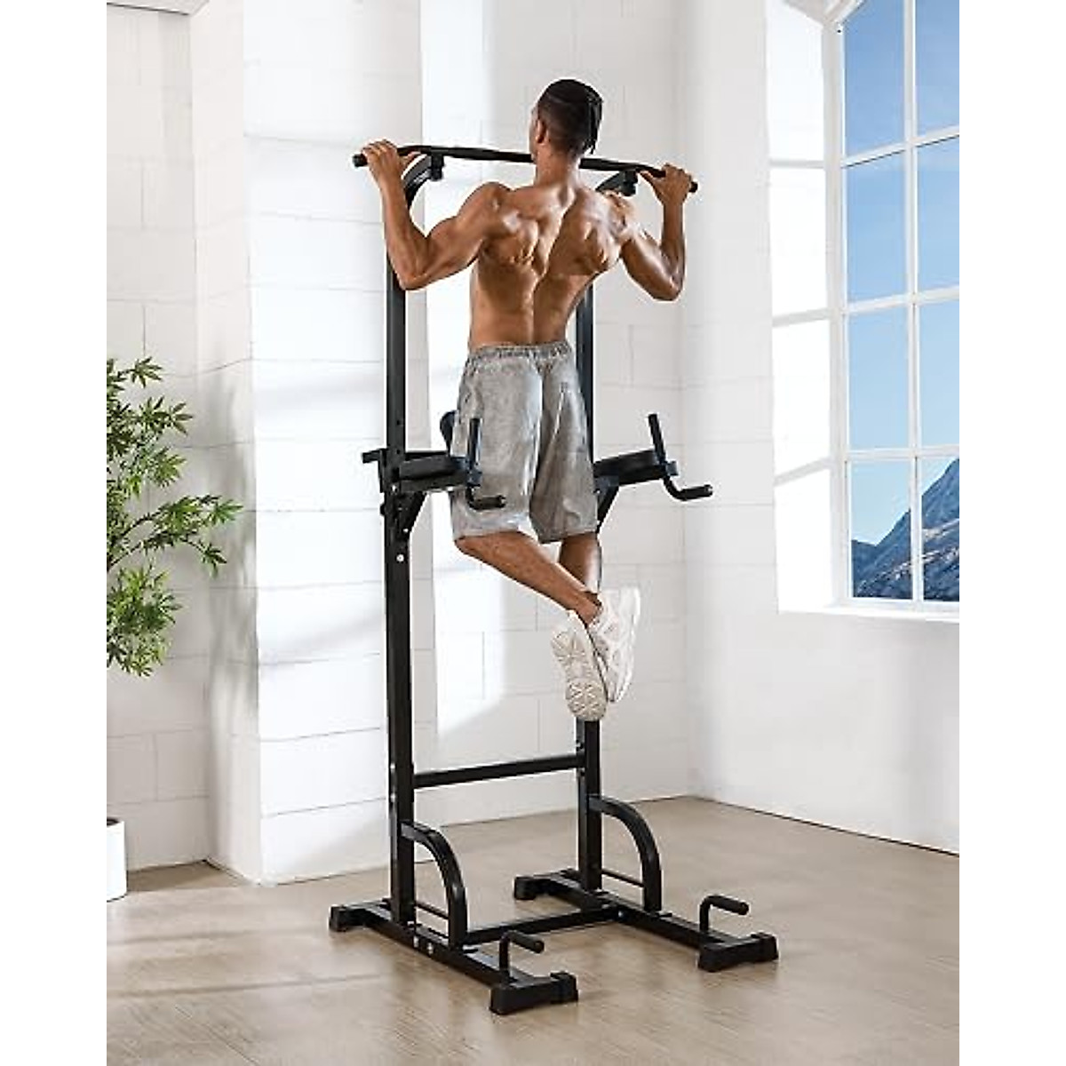Sportsroyals Power Tower Dip Station Pull Up Bar for Home Gym Strength Training Workout Equipment, 400LBS.