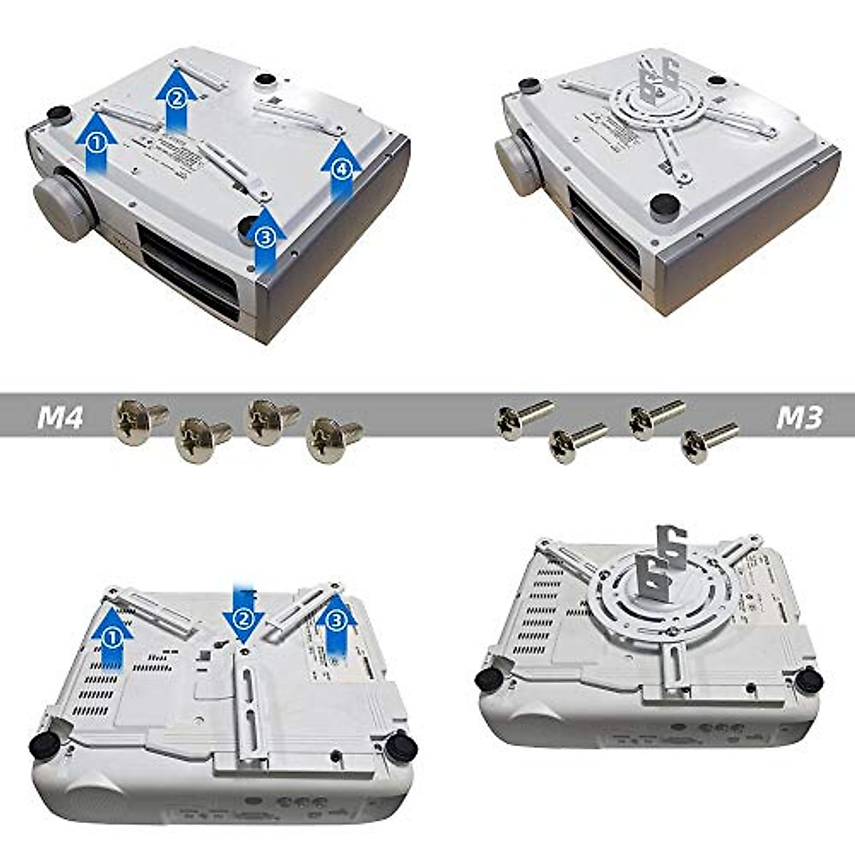 SCREENPRO Projector Mount Universal Full Motion Ceiling Bracket with Adjustable Height 33 inch to 59 inch, 22lb Max Weight and Extendable Arms Tilt Swivel Mount for Home and Office Projector