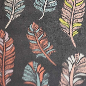 Bohemian Feathers Anti-Pill No-Sew Throw Fleece Fabric Kit (50x60)