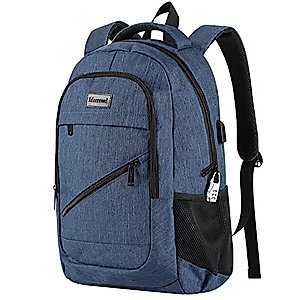 Mecrowd Laptop Backpack for Men, Business Anti Theft Backpack with USB Charging Port, 15.6 Inch Large Backpack for Travel Hiking, College School Bookbag Casual Daypack (Blue)