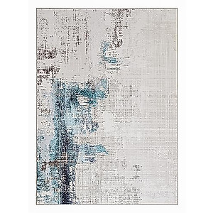 Syalife Washable Living Area Outdoor Rugs, 8'x 10' Rug with Non Slip Backing, Ultra-Thin Abstract Modern Non-Shedding Rug, Floor Mat Indoor Rug (Blue, 8'x 10')