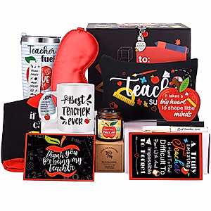 Funnymoom 13 Pcs Teacher Appreciation Gifts Bulk, Teacher Gifts for Women Box Thank You Gift for Teachers Birthday Graduation Valentines Day Christmas Back to School(Bright)