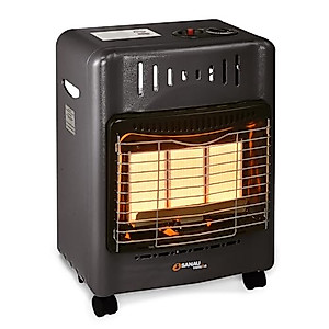 SANAUVULCAN Propane Heater, 18,000 BTU Portable Radiant Heater for Garages, Construction sites and yards,Quiet Propane Radiant Heater with Gas Regulator and Hose, Heating Area Up to 450 sq. Ft(Black)