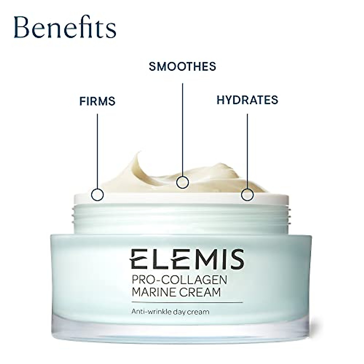 ELEMIS Pro-Collagen Marine Cream | Lightweight Anti-Wrinkle Daily Face Moisturizer Firms, Smoothes, and Hydrates with Powerful Marine + Plant Actives, 3.3 Fl Oz (Pack of 1)