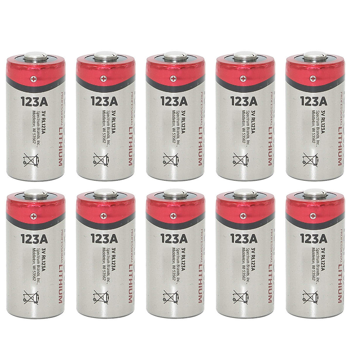 Rayovac RL123A Lithium CR123A 3V Photo Lithium Batteries Bulk (10 Batteries)