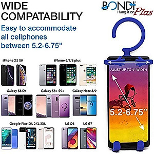 Bondi Plus Flex Phone Holder and Stand - Adjustable Flexible Silicone Case Hanging Mount for Car Bike and Desk up to 6.75" Large Cell Phones - iPhone Xs XR 11 SE - Samsung Galaxy S10 S20 – Black