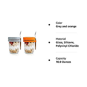 SMARCH Overnight Oats Jars with Lid and Spoon Set of 2, 16 oz Large Capacity Airtight Oatmeal Container with Measurement Marks, Mason Jars with Lid for Cereal On The Go Container (Emerald Green)