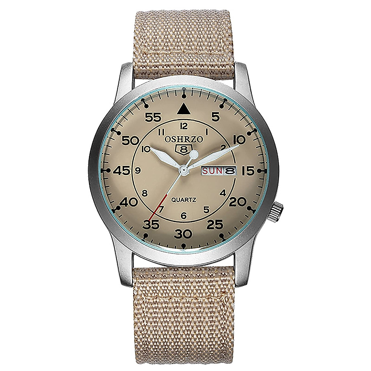 Gosasa Unisex Military Watches Sport Textile Nylon Strap Stylish Men Watch Luminous Fashion Watches Analog Display Quartz Waterproof Casual Wristwatch (S-Khaki)