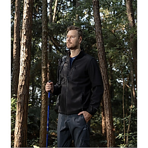 TRAILSIDE SUPPLY CO. Men's Softshell Jacket Fleece Lined Windbreaker,Lightweight Water Resistant Winter Coat,Black, 3XL